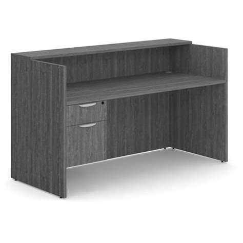 Source Office Furniture Classic Gallery Reception Desk With Box File Pedestal Newport Grey