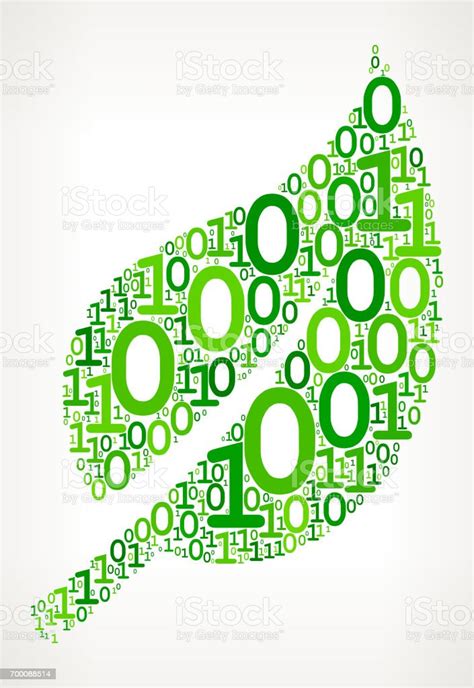Leaf Binary Code Zero One Vector Illustration Stock Illustration