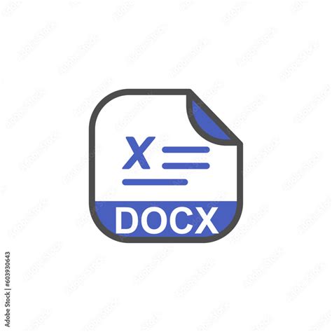 DOCX File Extension Rounded Square Icon With Symbol Format Extension Icon Vector Illustration