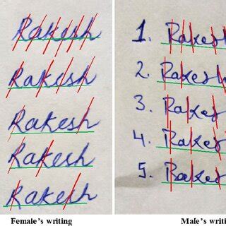 Repeated Similar Signatures By A Female And A Male Showing Typical Sex Download Scientific