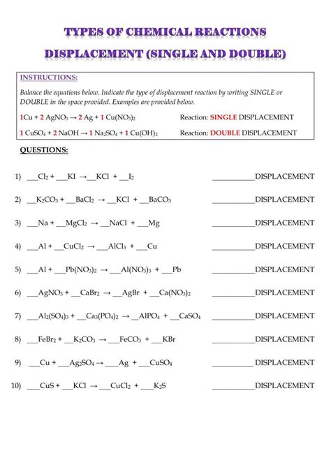 Worksheet 3 Decomposition Reactions Answers