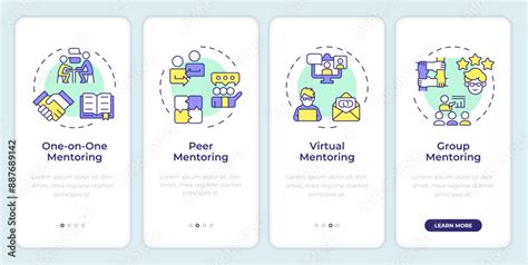 Types Of Mentoring Onboarding Mobile App Screen Walkthrough 4 Steps Editable Graphic