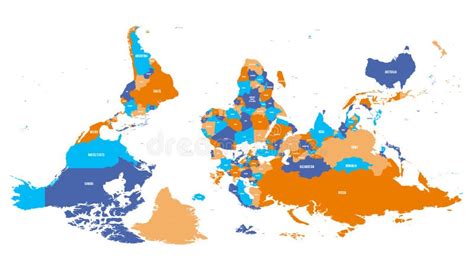 Reversed Or Upside Down Political Map Of World South Up Orientation