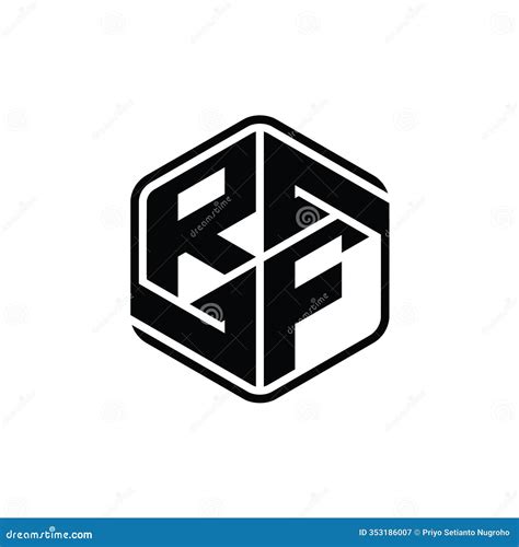 Rf Logo Monogram Hexagon Shape With Ornament Abstract Isolated Outline Design Template Stock