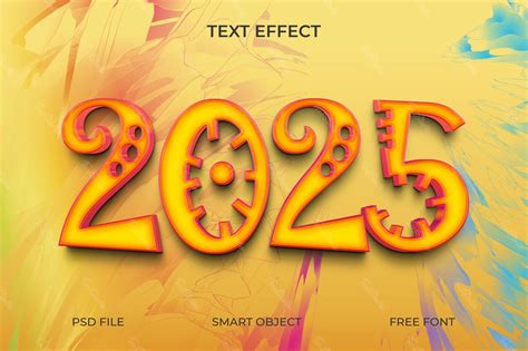 3d Colorful Text Effect For 2025 Free Photoshop Psd File