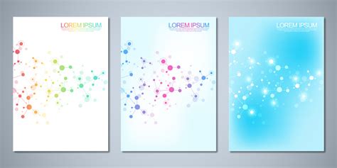 벡터 템플릿 브로셔 또는 커버 디자인 책 전단지 분자 배경 및 신경 망 연결된 선과 점의 추상적 기하학적 배경 과학 기술 개념 0명에 대한 스톡 벡터 아트 및 기타 이미지