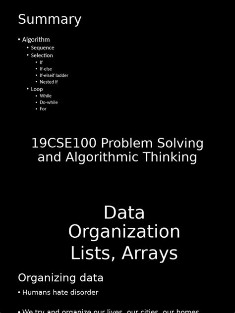 lecture 12 data organization lists and arrays pdf computer