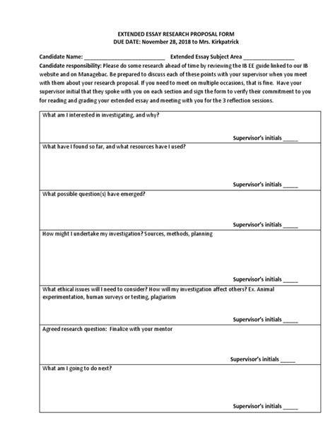 Ib Ee Proposal Form Pdf Essays Mentorship