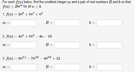 solved find the smallest integer m and a pair of real number