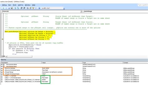 excel worksheet associated with parameter different in calling routine and in called routine