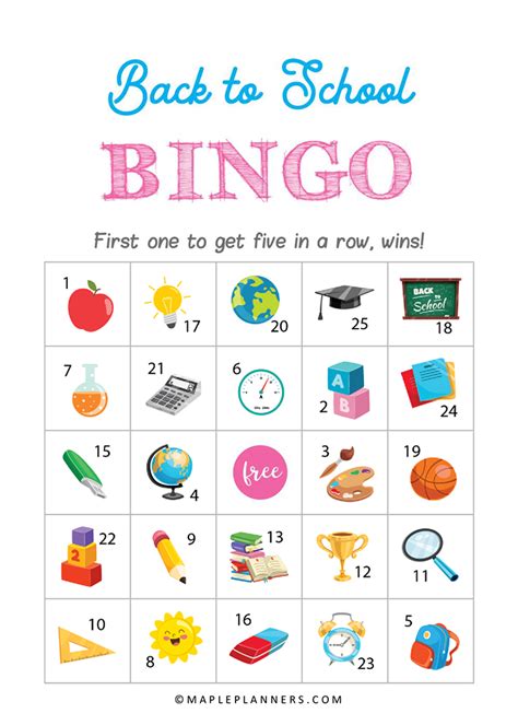 Free Printable Back To School Bingo Cards