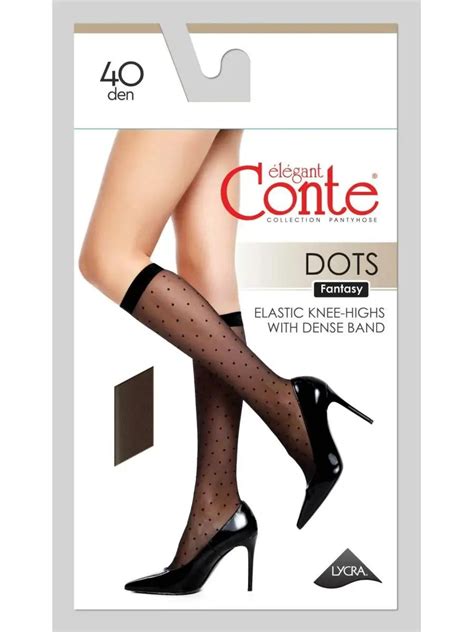 Гольфы средней плотности с широкой резинкой Conte Dots 40 knee-highs ...