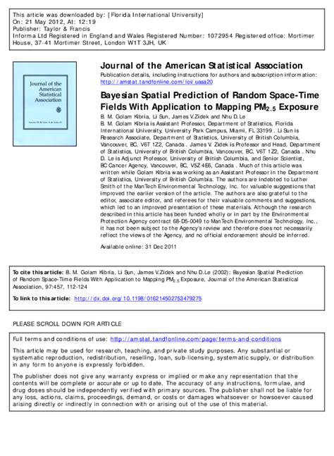 Pdf Bayesian Spatial Prediction Of Random Space Time Fields With