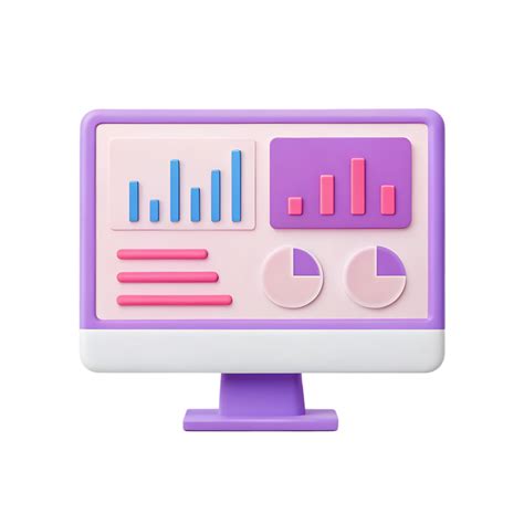 3d Illustration Of A Computer Screen Displaying Data Charts And Graphs 59254062 Png