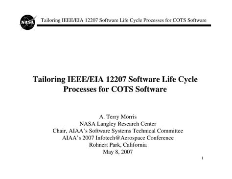 PDF Tailoring IEEE EIA Software Life Cycle Processes For COTS Software