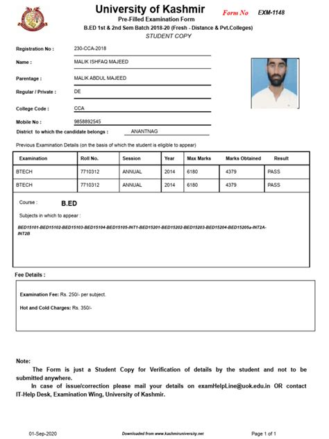 Examination Form For Bed Annual Examination Annual Pdf