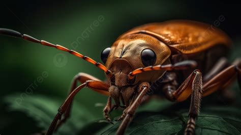 갈색 딱정벌레는 녹색 잎에 앉아 있다 순록과 같은 뿔을 가진 곤충 고화질 사진 사진 곤충 배경 일러스트 및 사진 무료 다운로드 Pngtree