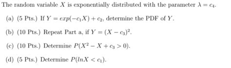 Solved The Random Variable X Is Exponentially Distributed