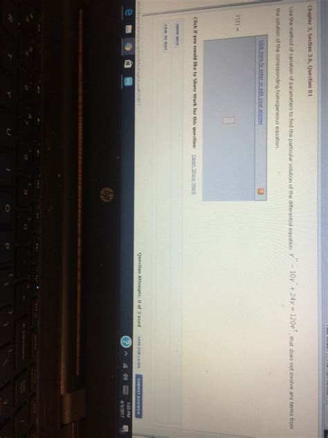 Solved Use The Method Of Variation Of Parameters To Find The