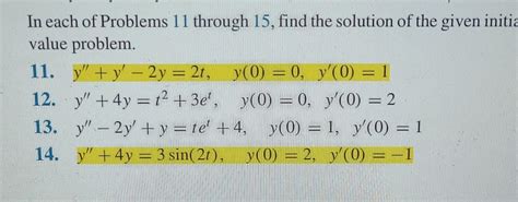 Solved In Each Of Problems 11 Through 15 Find The Solution Chegg Com