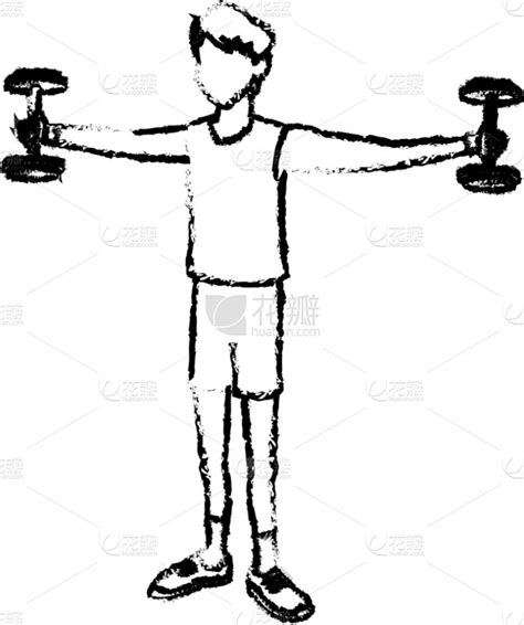 男孩草图杠铃运动学校体育馆男人图像想象锻炼