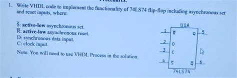 solved 1 write vhdl code to implement the functionality of