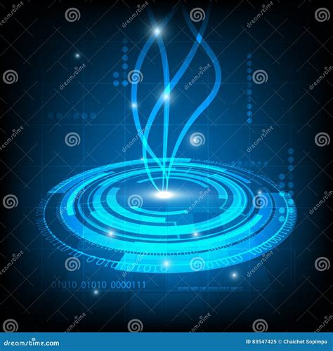 Abstract Blue Circle Digital Technology Background Futuristic Structure Elements Concept