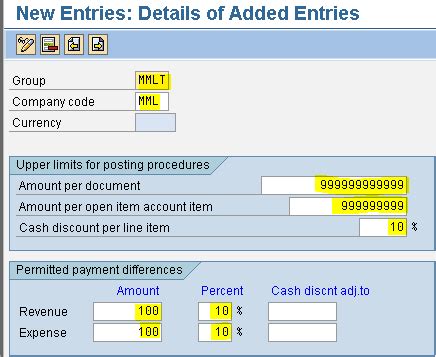 SAP FICO MODULE LEARNING Define Tolerance Group For Employees And Assign User Tolerance Groups