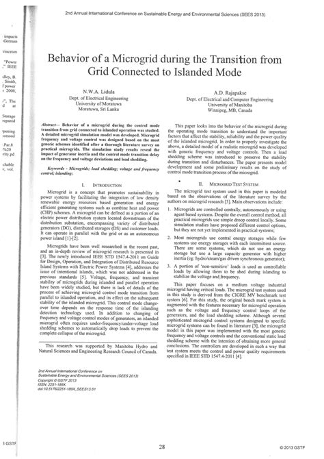 Pdf Behavior Of A Microgrid During The Transision From Grid Connected