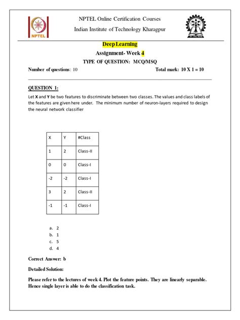 Deep Learning Iit Kharagpur Assignment42024 Pdf Computational Neuroscience Algorithms