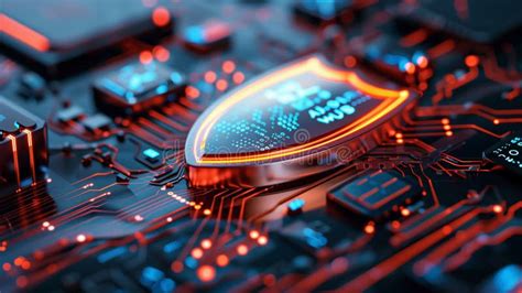 Glowing Shield With Padlock On Circuit Board Symbolizing Cybersecurity And Digital Protection