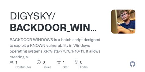 Github Digysky Backdoor Windows Backdoor Windows Is A Batch Script Designed To Exploit A