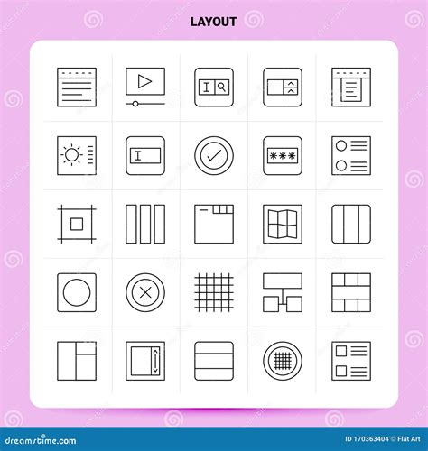 Outline 25 Layout Icon Set Vector Line Style Design Black Icons Set