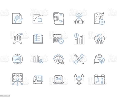 Multinational Enterprise Line Icons Collection Globalization Expansion Diversity