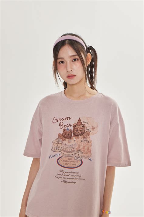 크림 테디베어 곰돌이 티셔츠