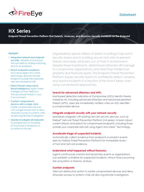 Fireeye Hx Series Pdf Computer Security Security