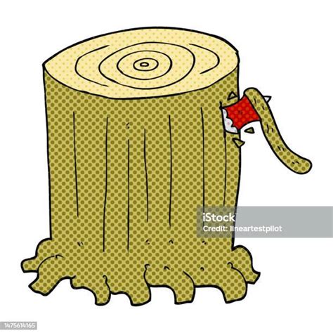 자유형 그린 만화 큰 나무 그루터기 귀여운에 대한 스톡 벡터 아트 및 기타 이미지 귀여운 그루터기 식물 부위 기이함 Istock