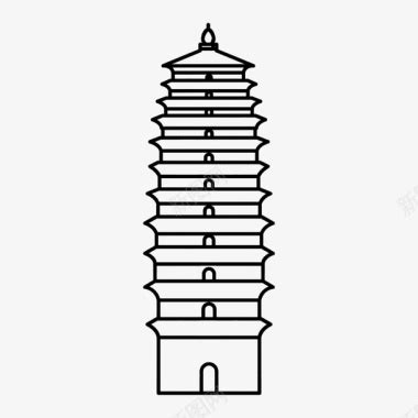 西安大雁塔写生图标 西安大雁塔写生icon 西安大雁塔写生矢量图标 88ICON