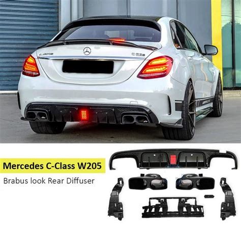 W205 4dr Brabus Gloss Black Diffuser Kit Extreme Parts