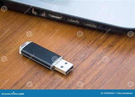 USB Memory Stick Or Flash Drive And Laptop Computer Stock Image Image Of Communication
