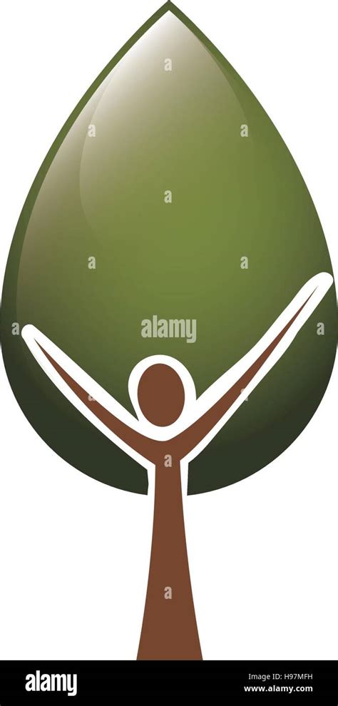 Colorful Tree Trunk Human With Foliage Shape Of Drop Vector Illustration Stock Vector Image