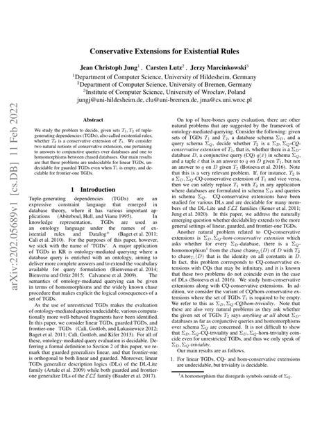 Pdf Conservative Extensions For Existential Rules