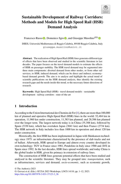 Pdf Sustainable Development Of Railway Corridors Methods And Models