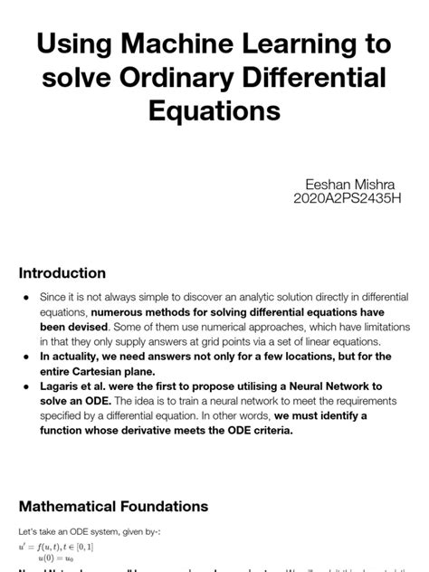 0 Using Machine Learning To Solve Ordinary Differential Equations Pdf Ordinary