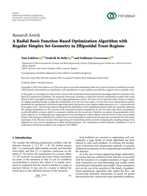 Pdf A Radial Basis Function Based Optimization Algorithm With Regular