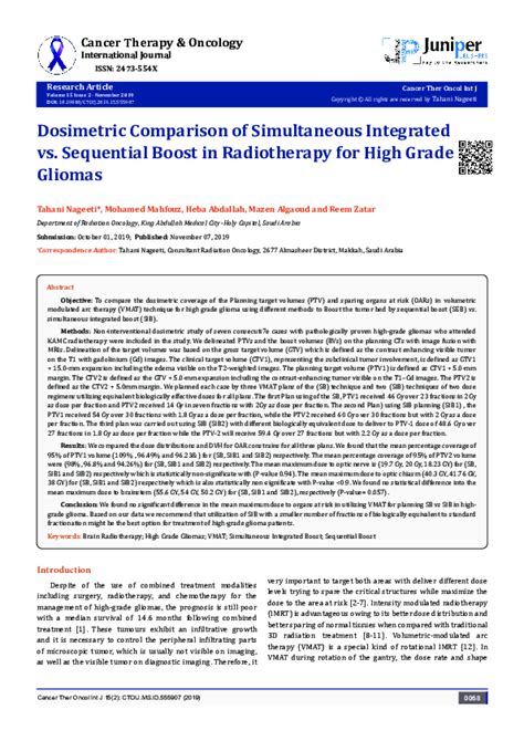 Pdf Dosimetric Comparison Of Simultaneous Integrated Vs Sequential Boost In Radiotherapy For