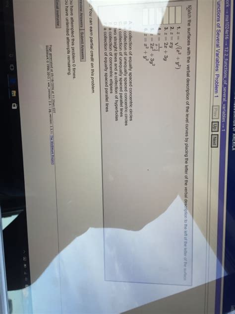 Solved Match The Surface With Verbal Description Of The