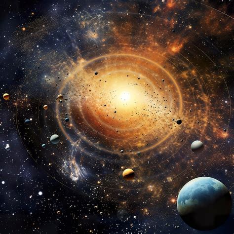 Premium Ai Image Our 3d Solar System With Planets In Orbits Path