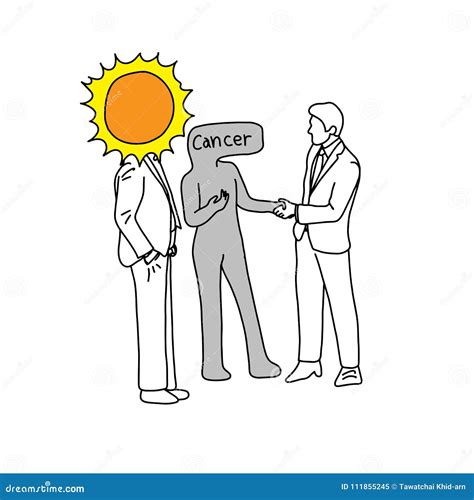 Metaphor The Sun Introducing Cancer To A Man Vector Illustration Stock Vector Illustration Of