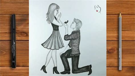 Как нарисовать забавную парочку влюбленных Рисуем милую картинку пошагово Ravlyk